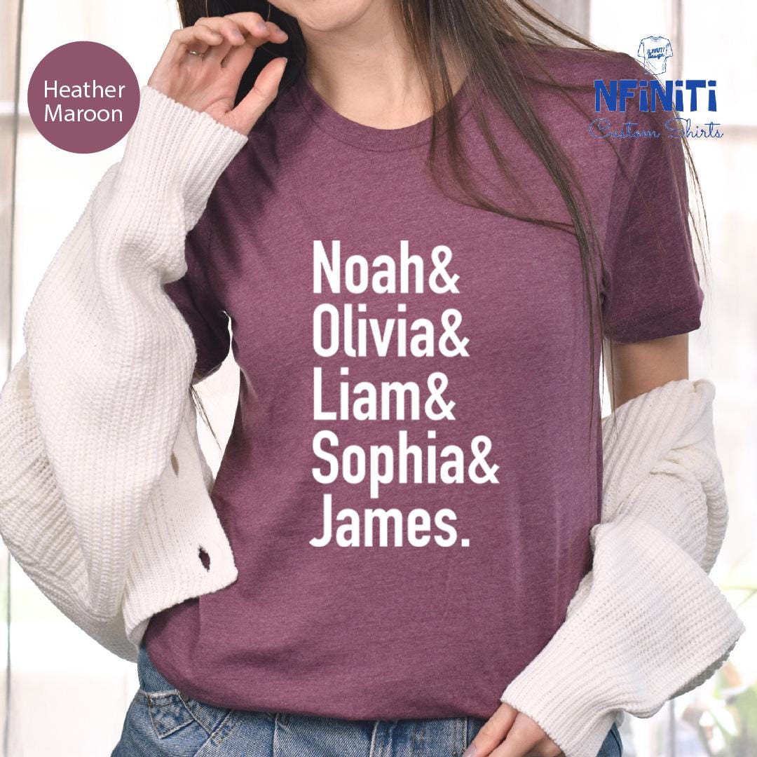 Custom Ampersand Names List Shirt, Personalized Family Gift - Etsy