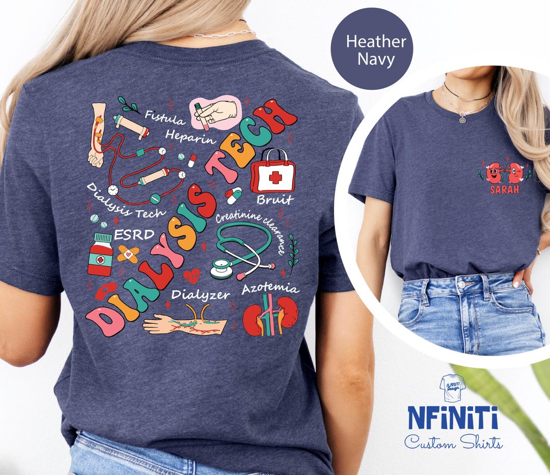 Custom Dialysis Tech Pocket Print T-shirt: Nephrology Nurse Gift - Etsy