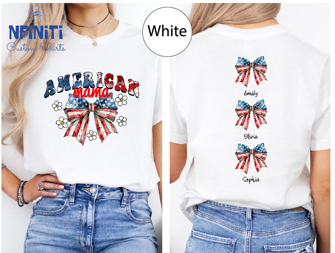 Custom American Mama Front Back Shirt, American Mama Shirt Whit Kids ...