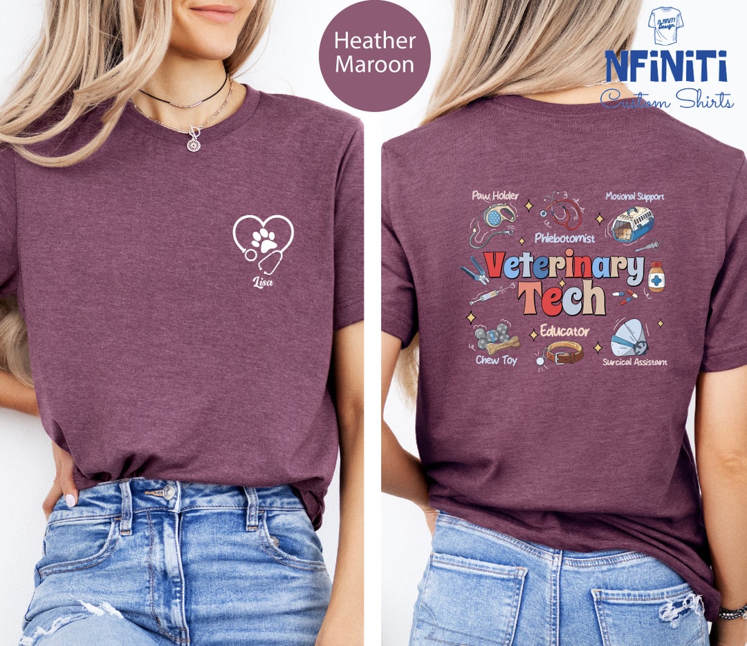 Personalized Name Pocket Print Vet Tech Shirts, Custom Pocket Name ...
