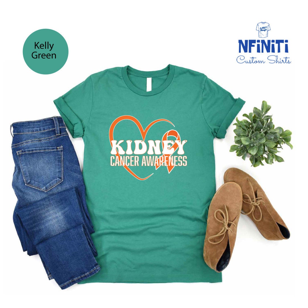 Kidney Cancer Orange Ribbon Shirt for Women, Kidney Cancer Ribbon ...