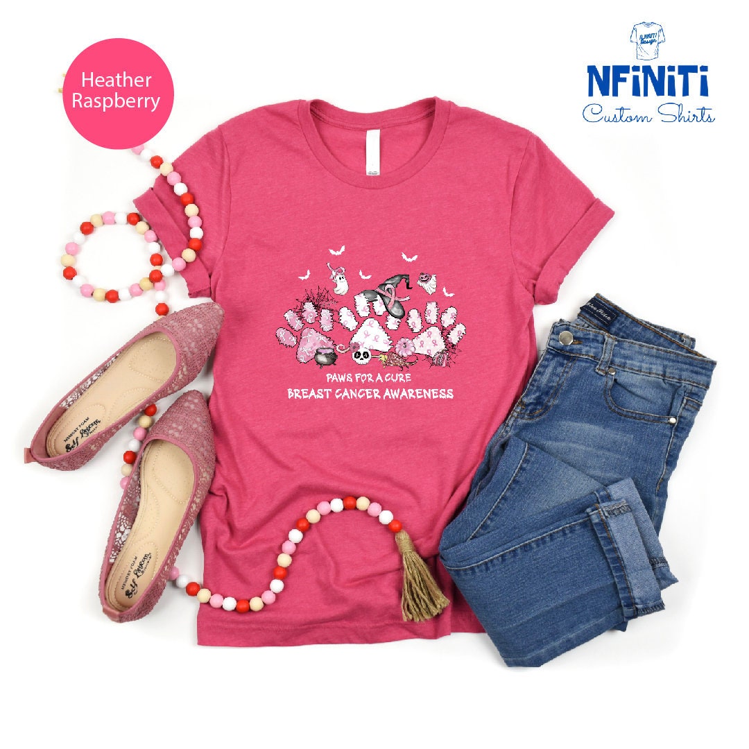Pink Ribbon Paws Shirt: Breast Cancer Awareness, Halloween Dog Gift - Etsy