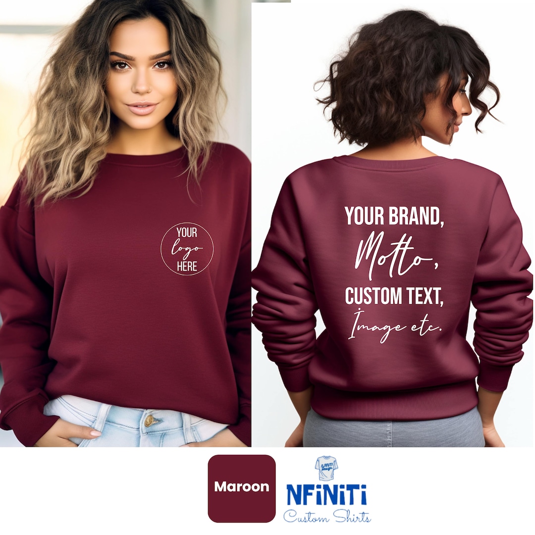 Custom Company Logo Sweatshirt, Customized Logo Pocket Sweatshirt, Custom Design Long Sleeve ...