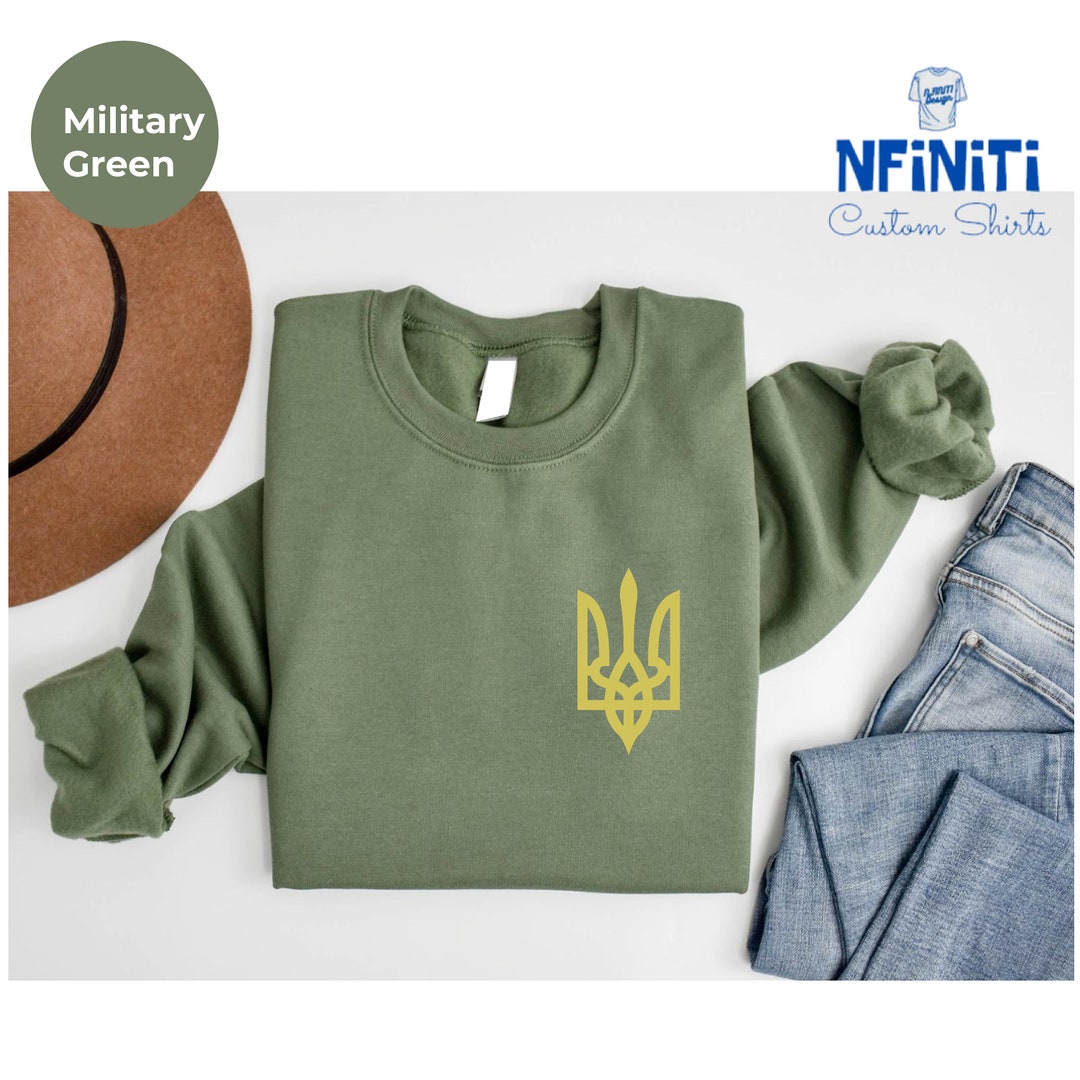 Ukraine Military Pocket Sweatshirt, Ukraine Trident Long Sleeve ...