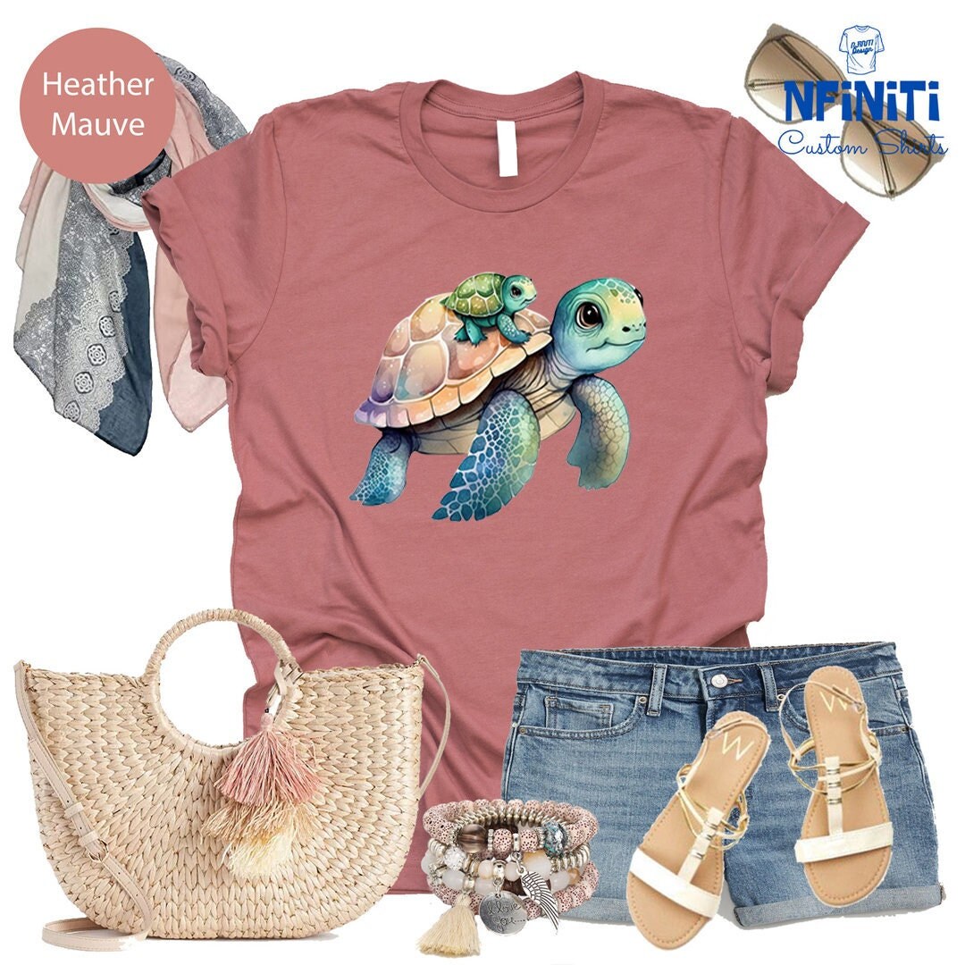 Turtle Mom and Baby Graphic Tee, Sea Turtle Lover Gift - Etsy