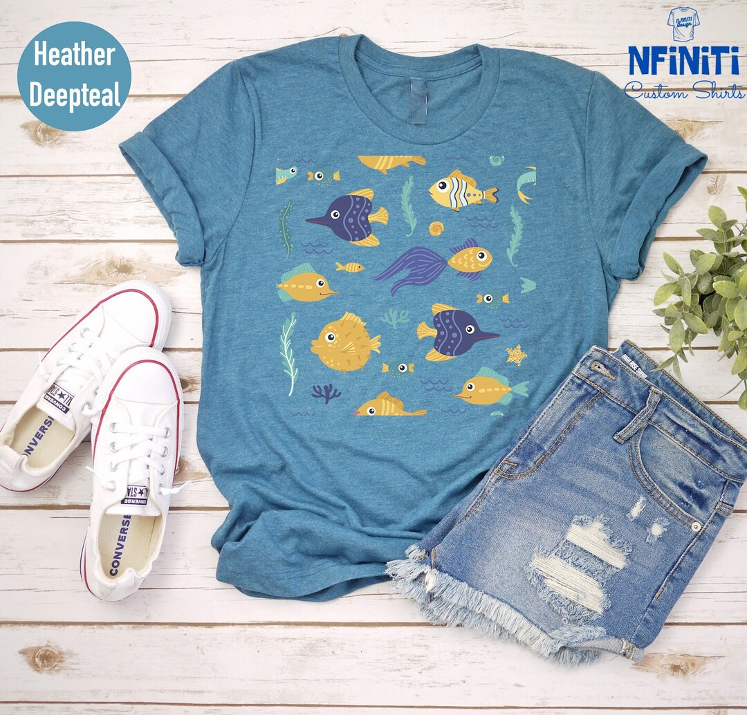 Undersea Animals Shirt, Whale Seahorse Fish Clothes, Underwater Sea ...