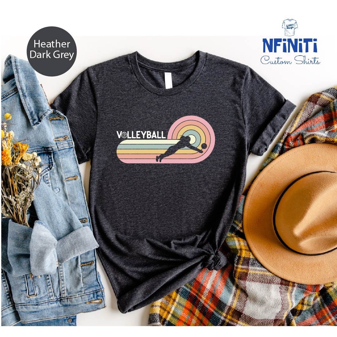 Retro Volleyball Player Shirt, Volleyball Player Girl Silhouette Tee ...