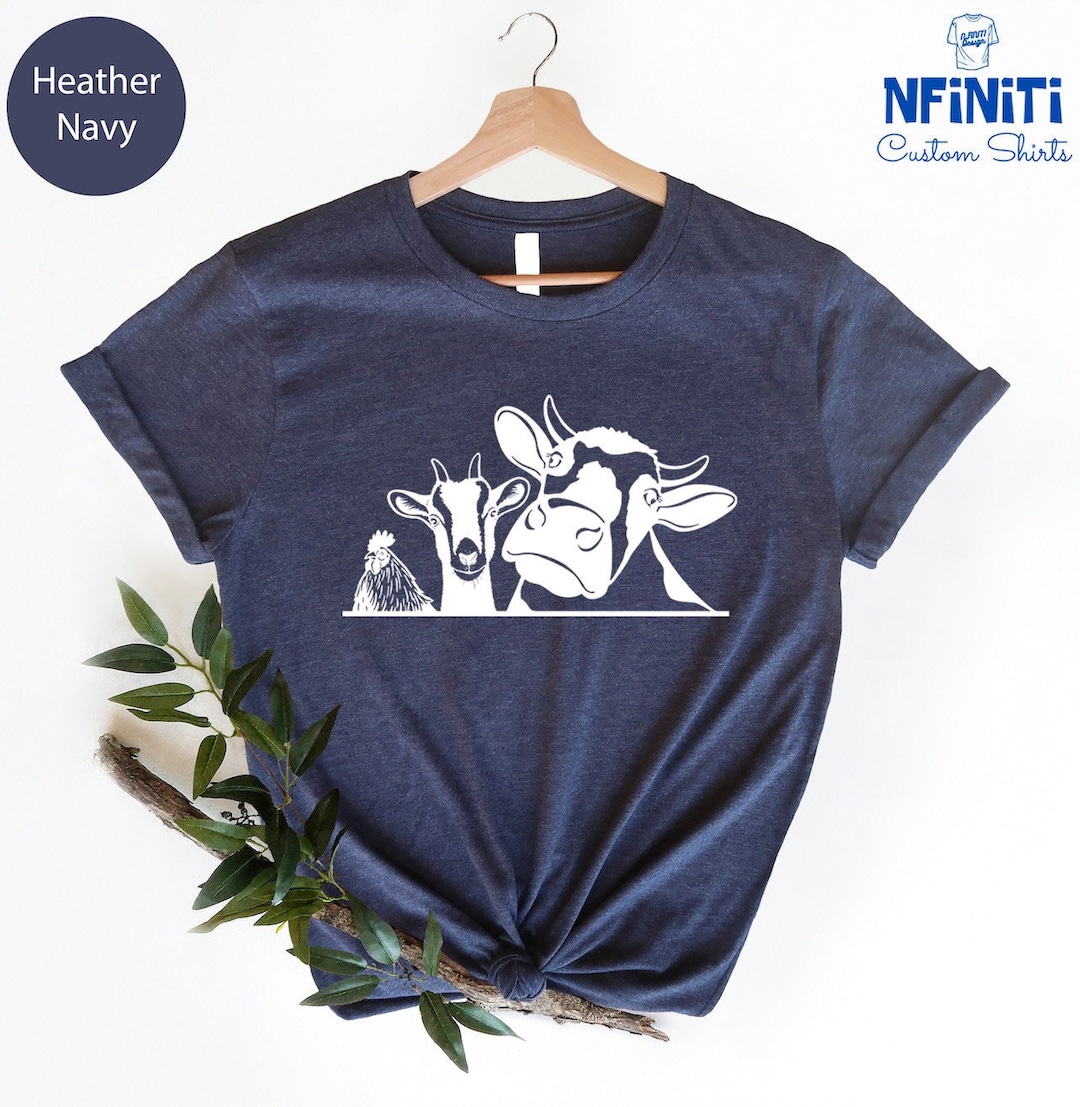 Farm Animals Shirt, Animals Shirt, White Animals Shirt, Cow Shirt, Goat ...