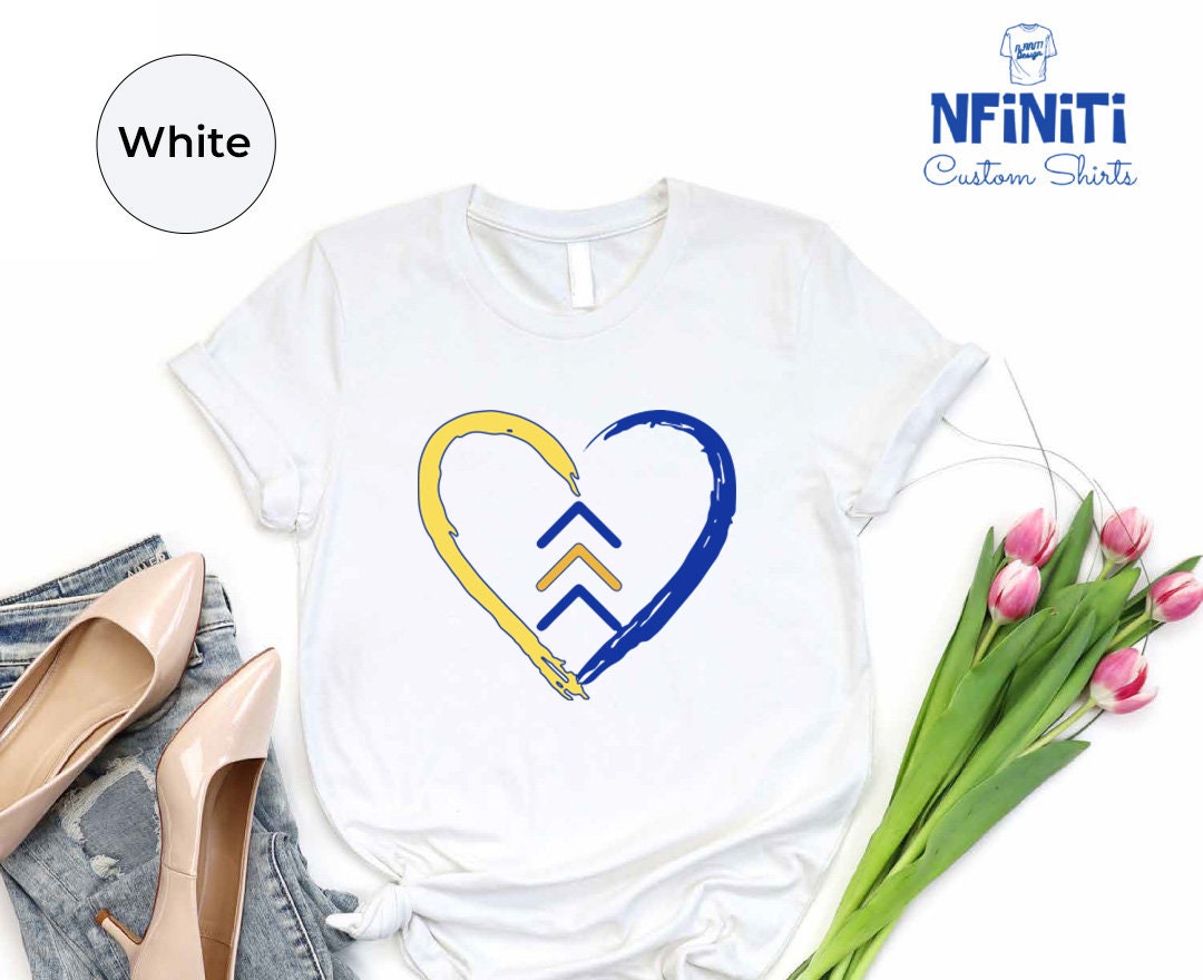 Down Syndrome Arrows Heart Shirt, Three Arrows Shirt, Blue and Yellow ...