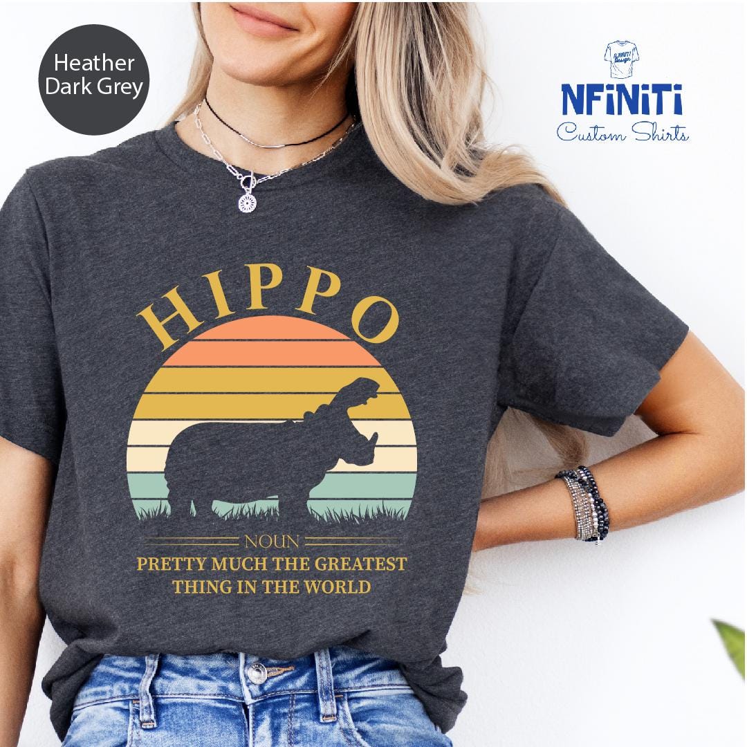 Retro Hippo T-shirt: Funny Animal Lover Gift - Etsy