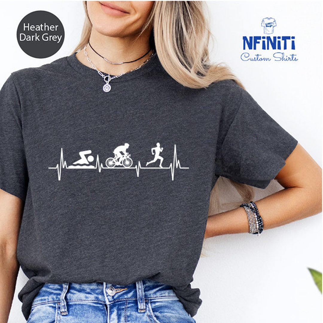 Triathlon Heartbeat T-shirt: Swim Bike Run Athlete Tee - Etsy