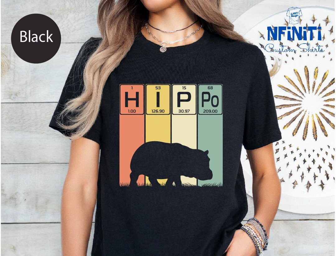 Retro Hippo Periodic Table Elements Shirt, Hippopotamus Animal Elements Symbols Chemistry Shirt ...