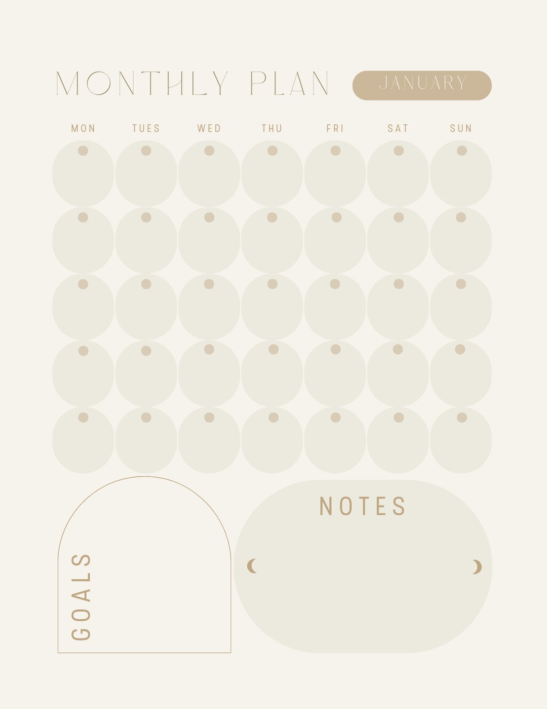 Minimalist Bohemian Monthly Planner | Monthly Planner Png | Us Letter ...