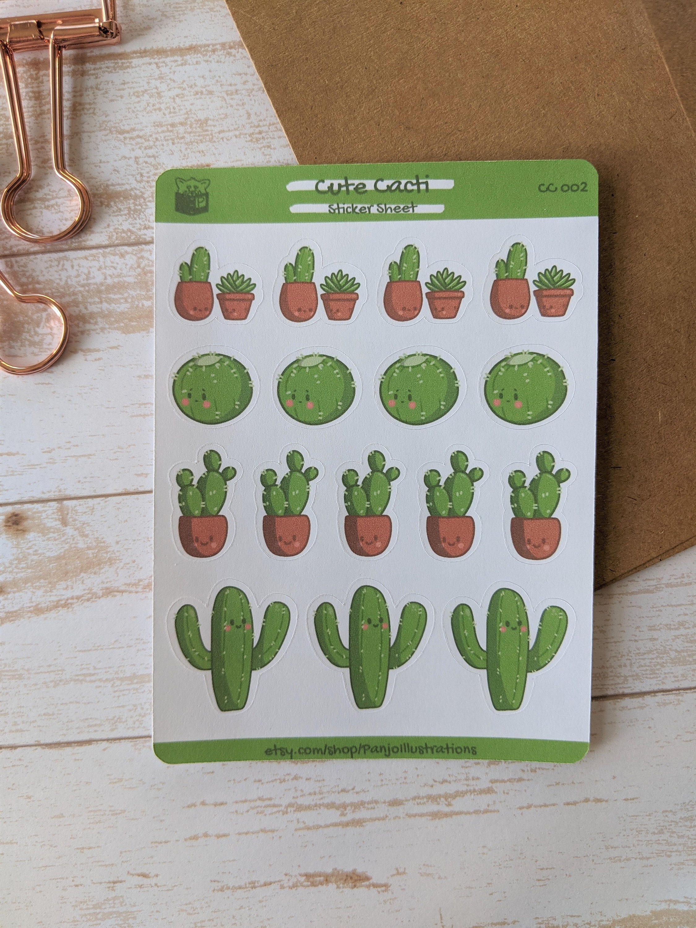 Papercraft Journal Stickers Plant Planner Stickers Cute Cactus Stickers ...