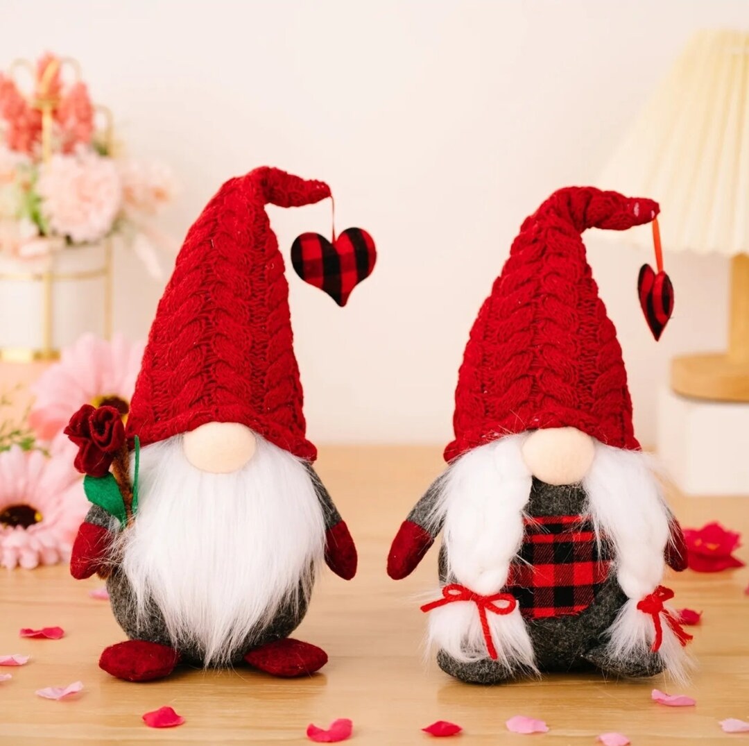 Valentine's Day Gnomes 2 Styles Hanging Plaid Heart / - Etsy