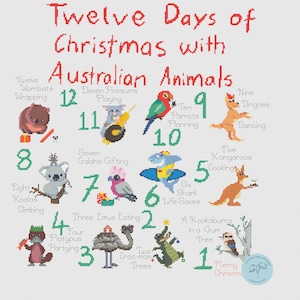 12 Days of Christmas With Australian Animals Cross Stitch Pattern PDF ...