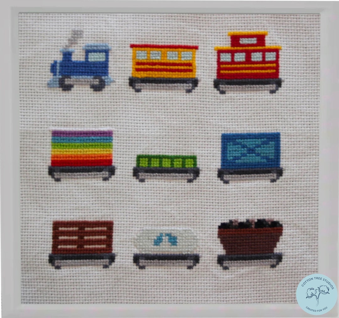 Train and Carriages Mini Cross Stitch Pattern PDF - Etsy