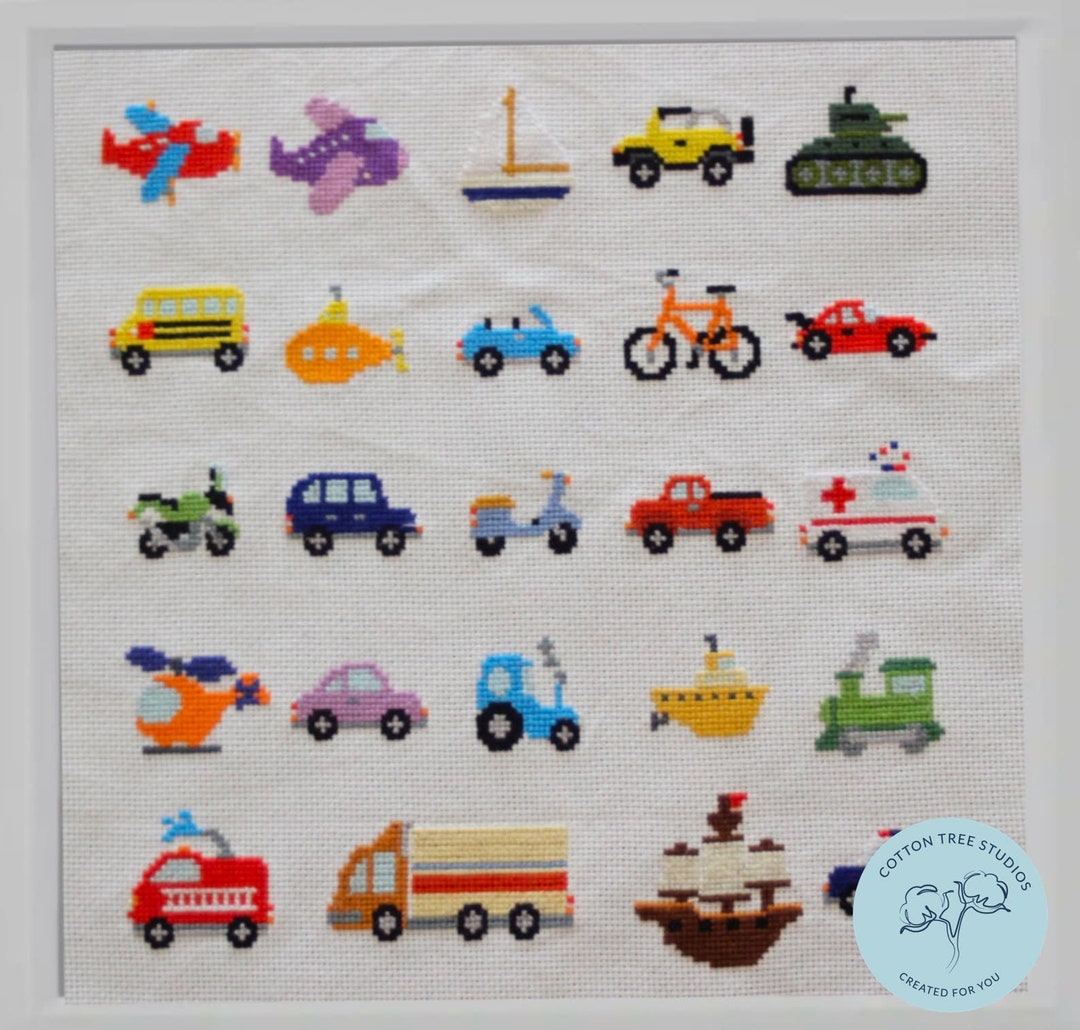 Mini Vehicles Cross Stitch Pattern PDF - Etsy