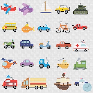 Mini Vehicles Cross Stitch Pattern PDF - Etsy