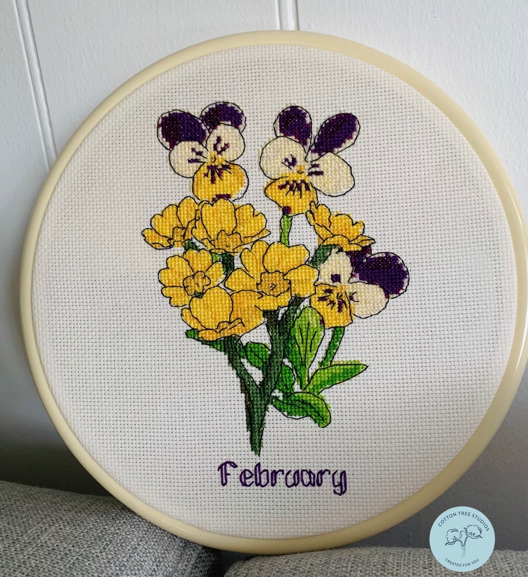 February Birth Month Flowers Cross Stitch Pattern PDF - Etsy