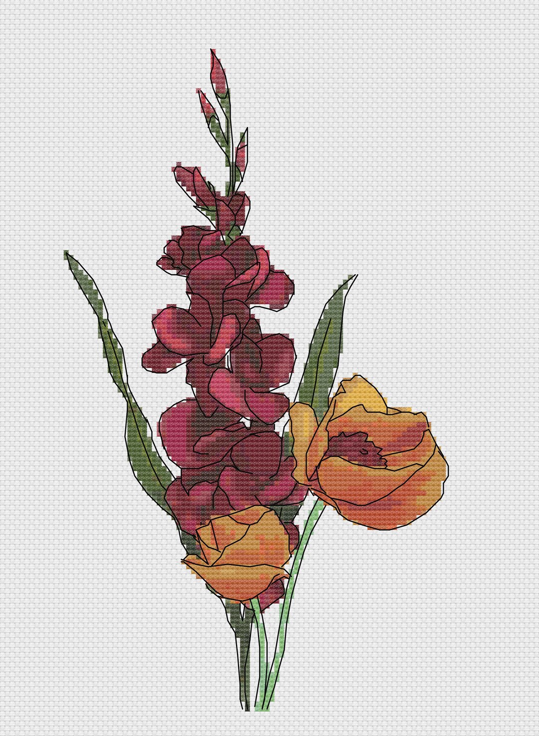 August Birth Month Flowers Cross Stitch Pattern PDF - Etsy