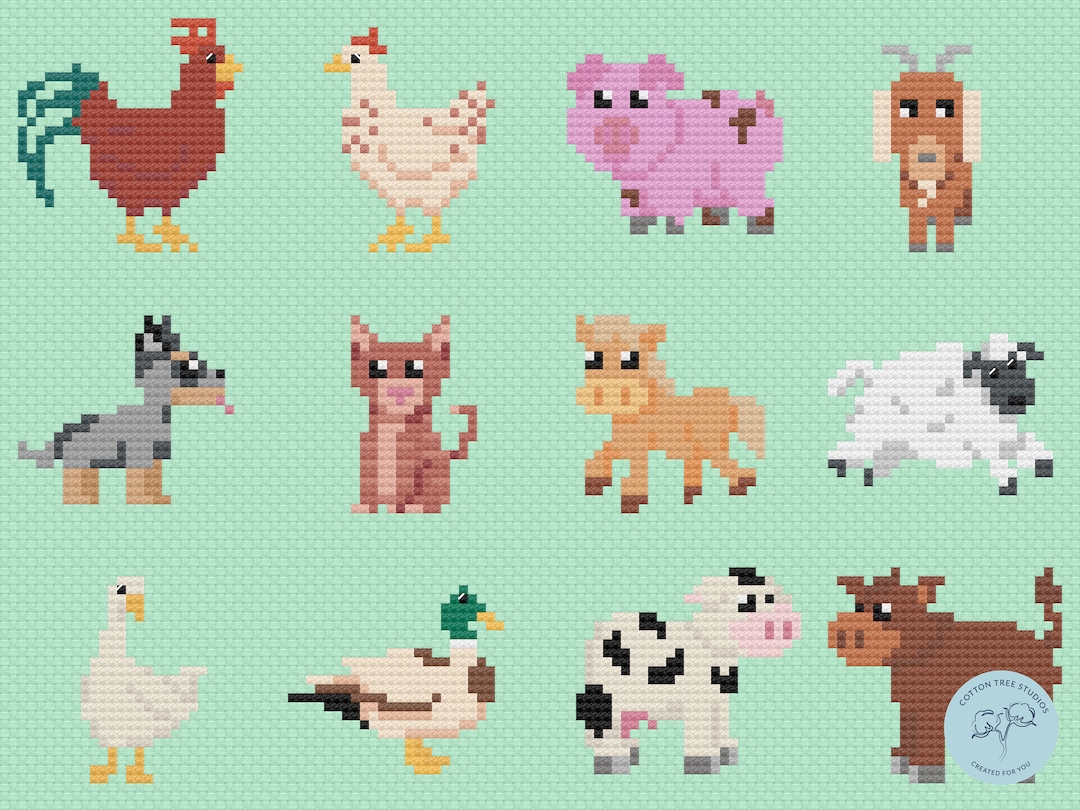 Farm Animal Mini Cross Stitch Pattern PDF - Etsy