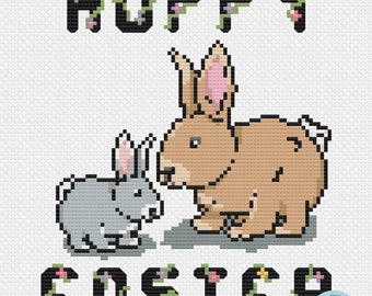 Hoppy Easter Cross Stitch Pattern PDF File Instant Download X Stitch Pattern, Easter Pattern ...