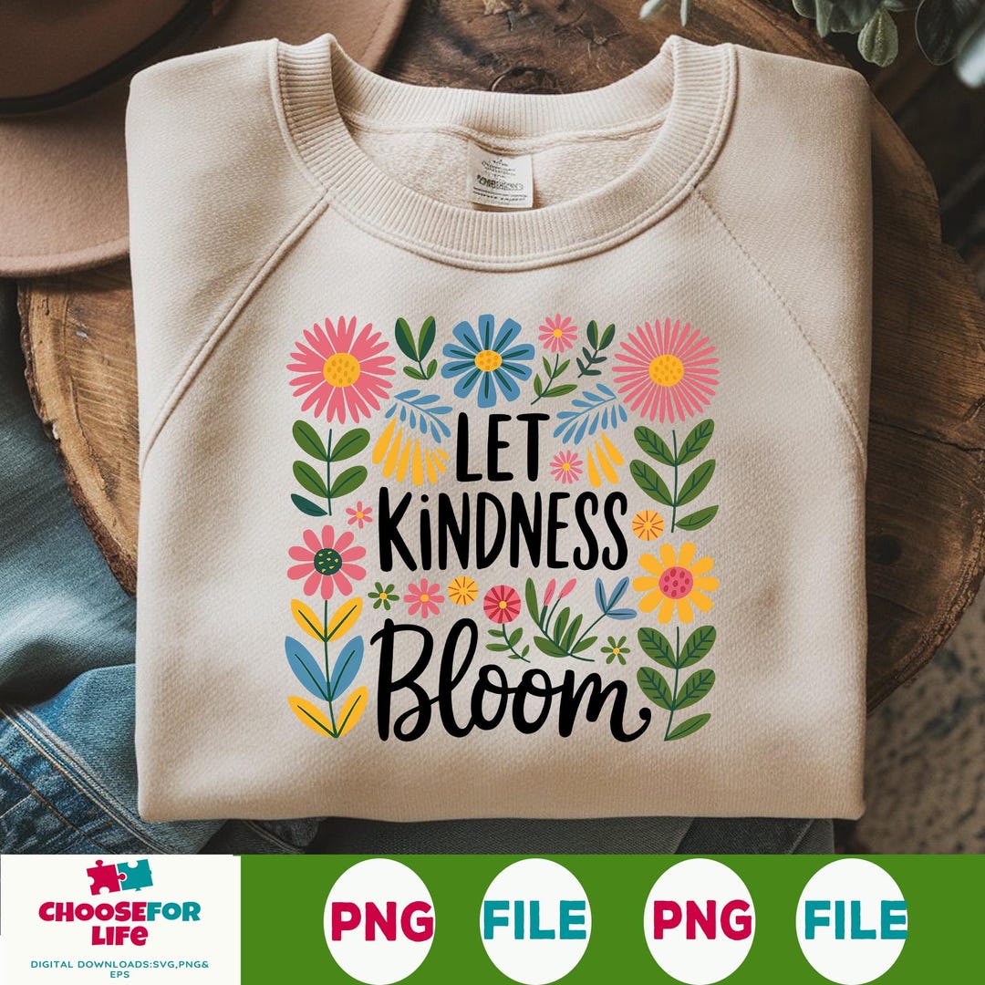 Let Kindness Bloom Png, Flower Png, Retro Flower Png, Boho Flower Png ...
