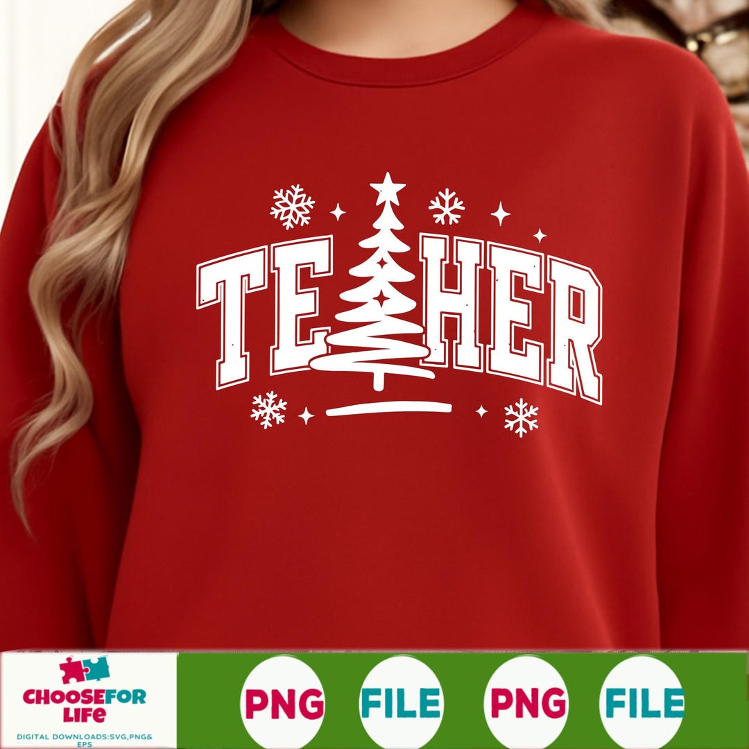 Teacher Christmas Tree SVG PNG, Merry Holiday Shirt Design for ...