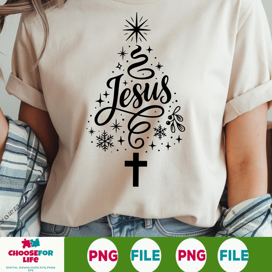 Jesus Christmas Tree PNG SVG, Christian Holiday Shirt Design, Faith ...