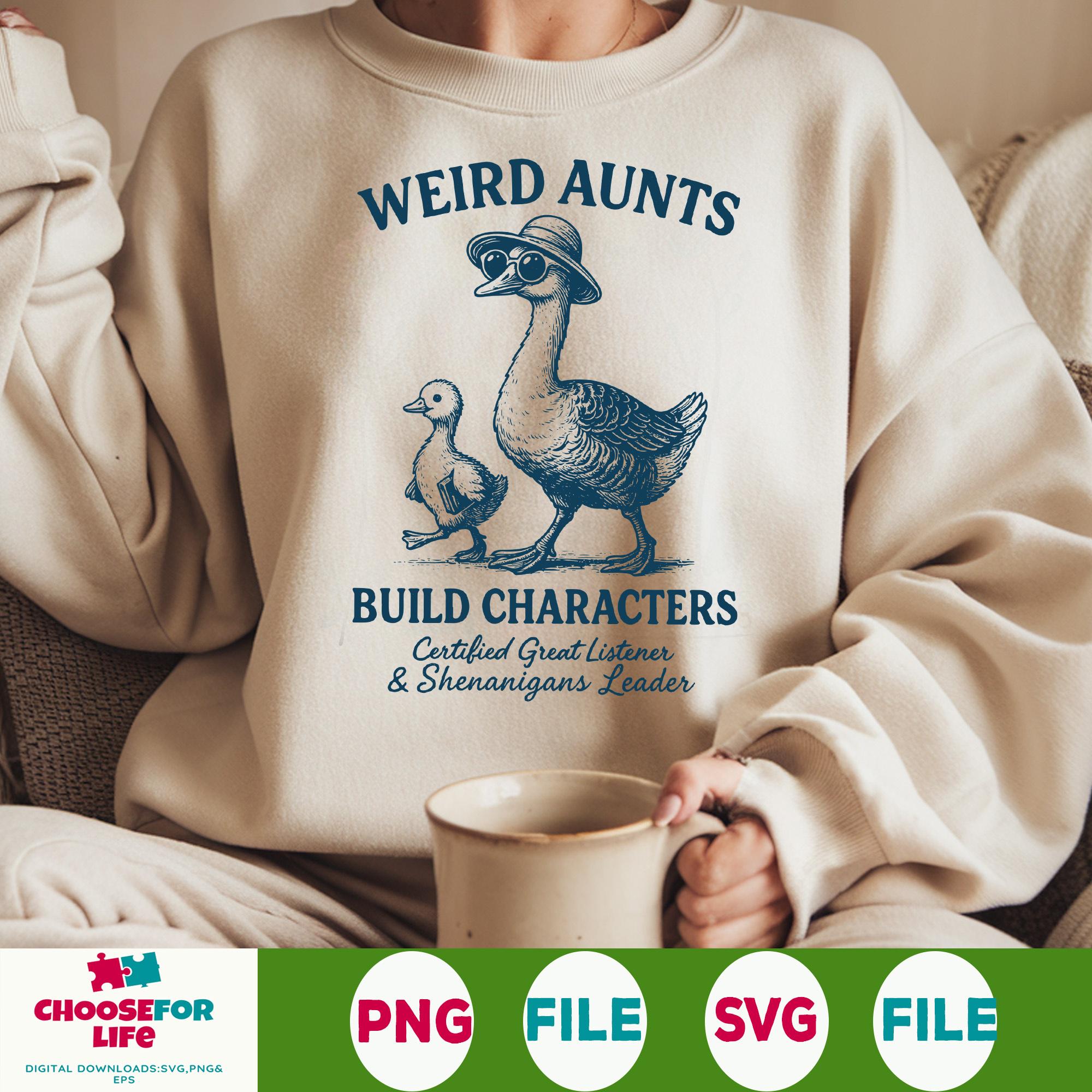 Weird Aunt Builds Character PNG, Funny Silly Goose Aunt Clipart, Quirky ...