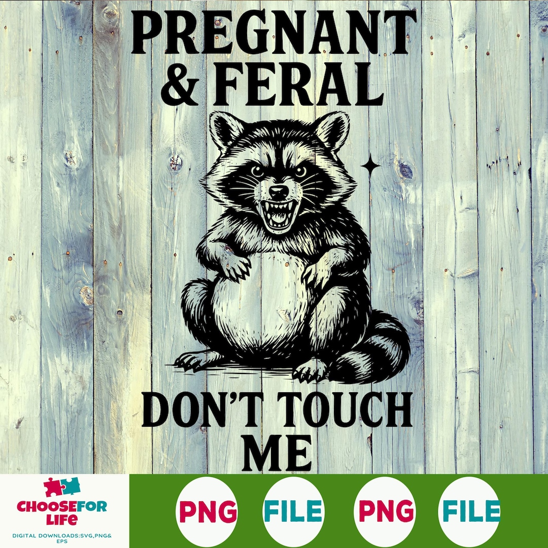 Pregnant and Feral Don’t Touch Me PNG, Funny Raccoon Clipart for Moms ...