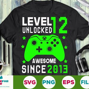 12th Birthday Svg, Level 12 Unlocked Svg, Birthday Boy Svg, Gamer ...