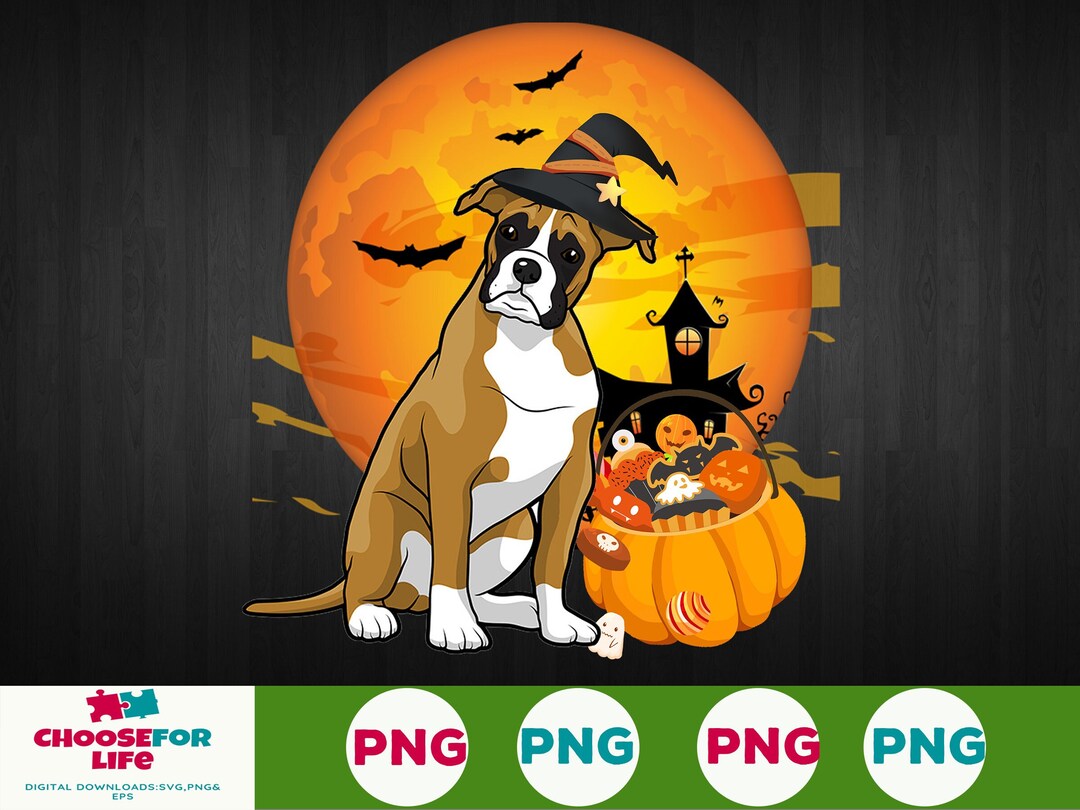 Boxer Dog Halloween Png, Cute Dog Png, Pumpkin Png, Funny Dog Halloween ...