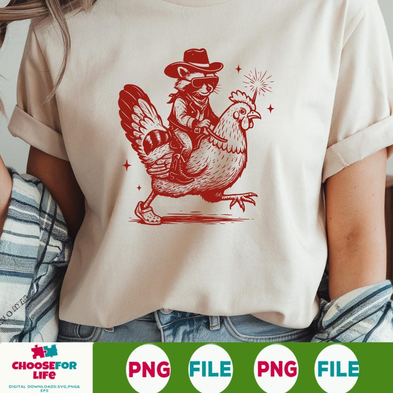 Raccoon Riding a Rooster - Etsy