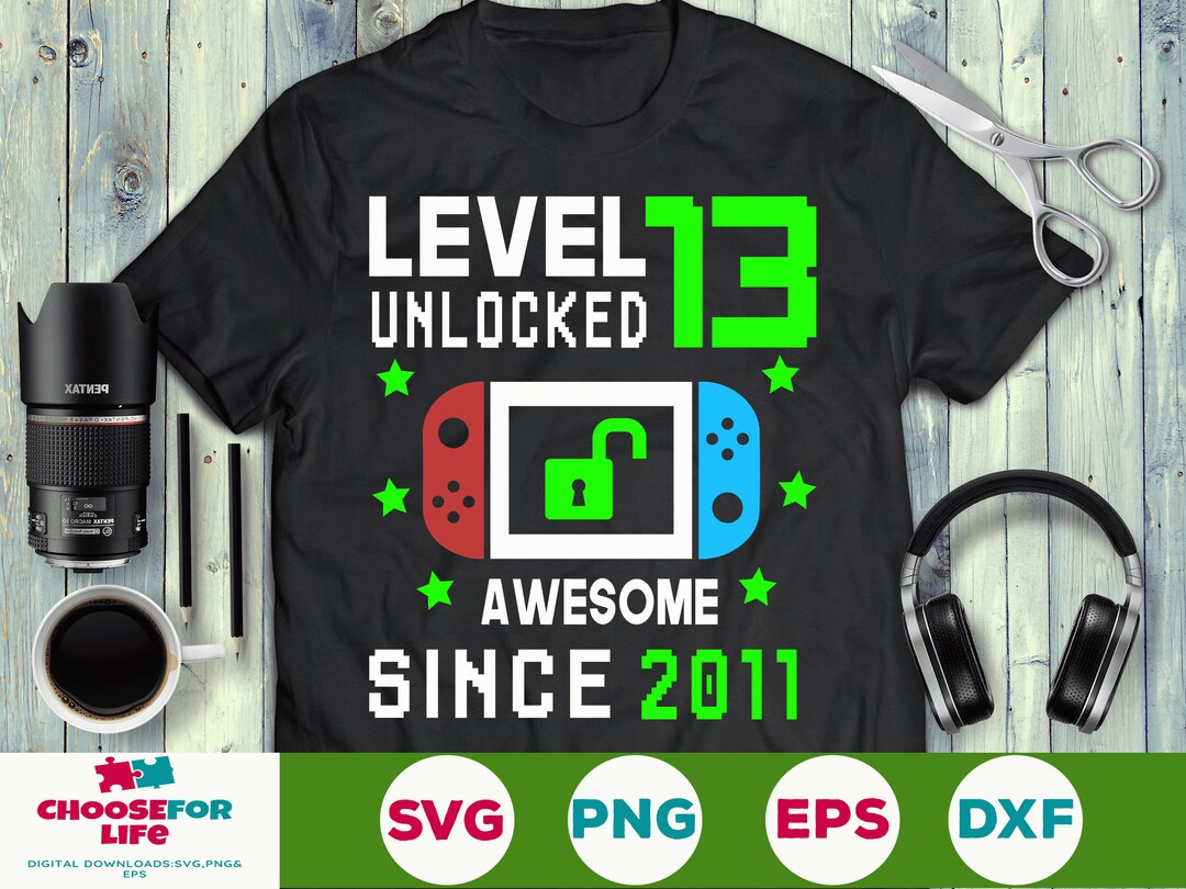 Level 13 Unlocked SVG 13th Birthday Boy Gamer 13 Years Old Computer ...