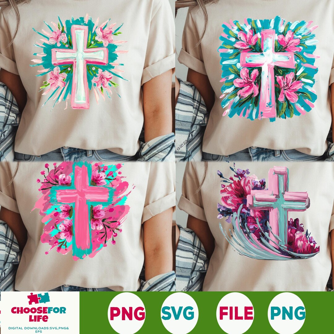 Easter Cross With Florals PNG, Christian Easter Clipart, Spring Floral ...