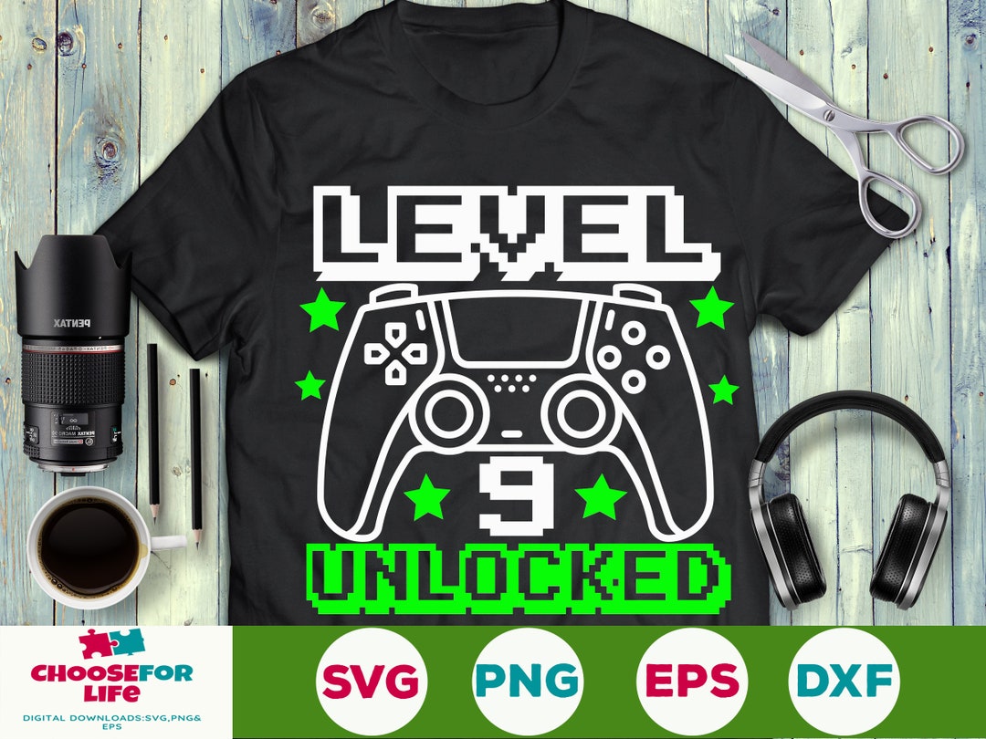 Level 9 Unlocked Svg Birthday Boy Gamer Svg 9th Birthday Video Game 9 ...