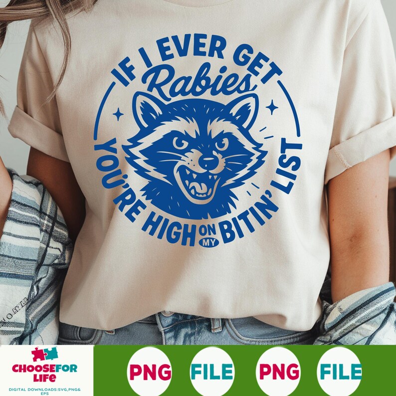 Funny Raccoon Rabies Biting List SVG PNG, Vintage Sarcastic Animal ...