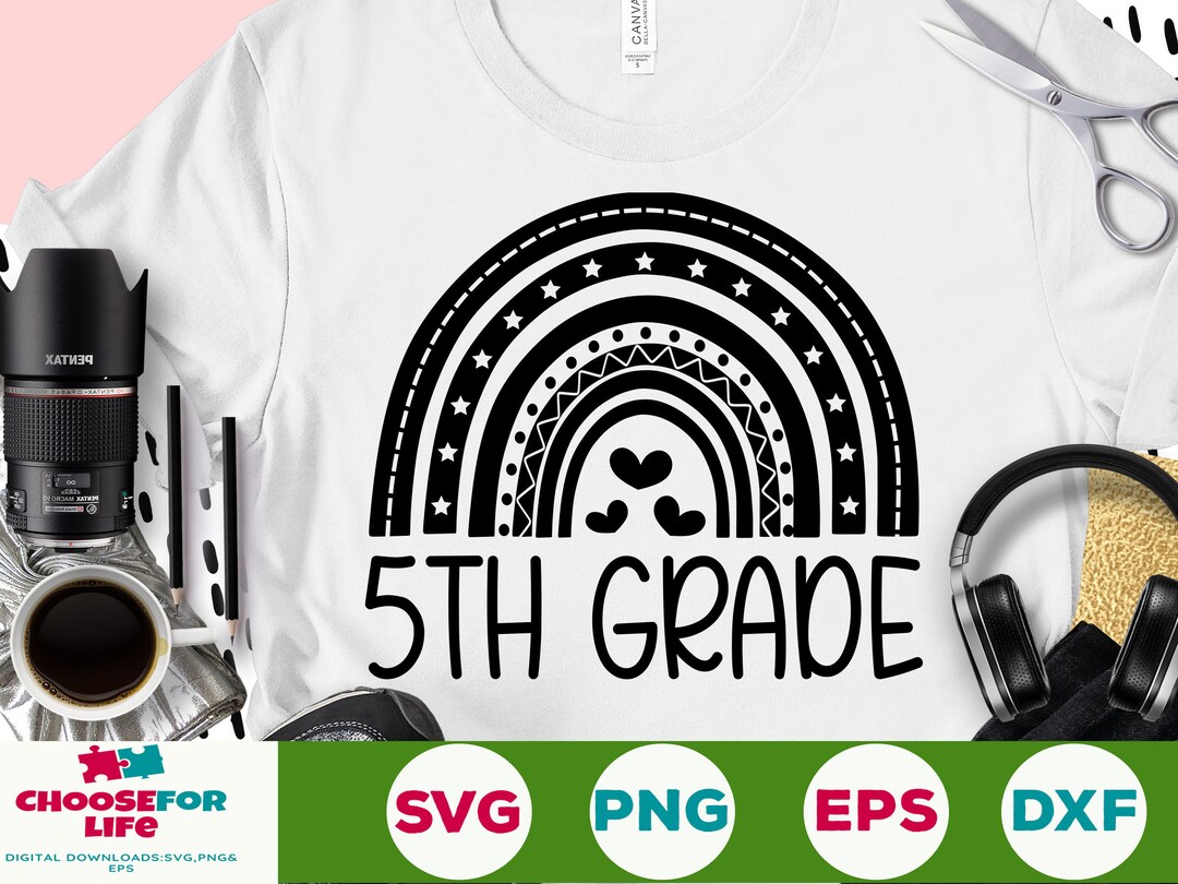Back to School Fifth Grade School Svg 5th Grade Rainbow SVG Teacher SVG ...