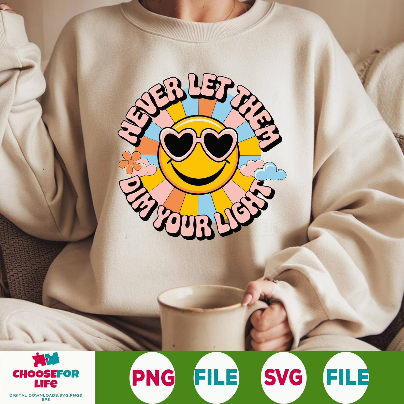Never Let Them Dim Your Light SVG PNG, Inspirational Mental Health ...