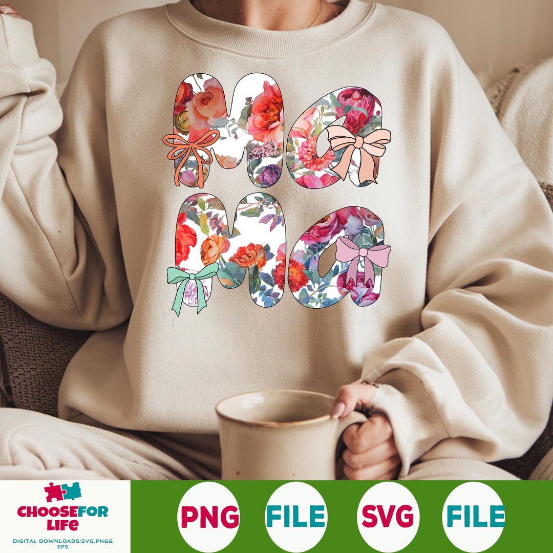 Floral Mama PNG With Retro Preppy Style, Cute Mom Clipart for Mother’s ...