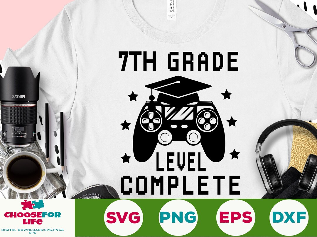 Seventh Grade Level Complete SVG 7th Grade Svg Graduation Video Game ...
