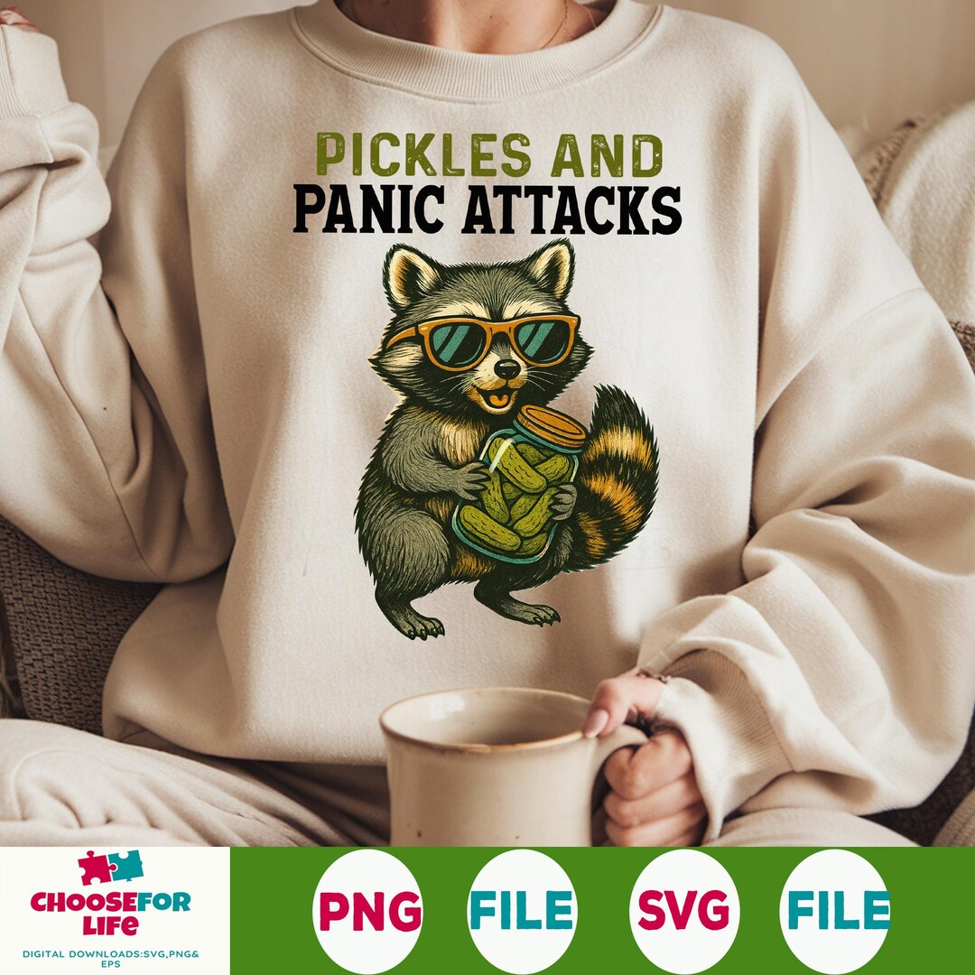 Pickles and Panic Attacks PNG – Retro Raccoon Mental Health Sublimation ...