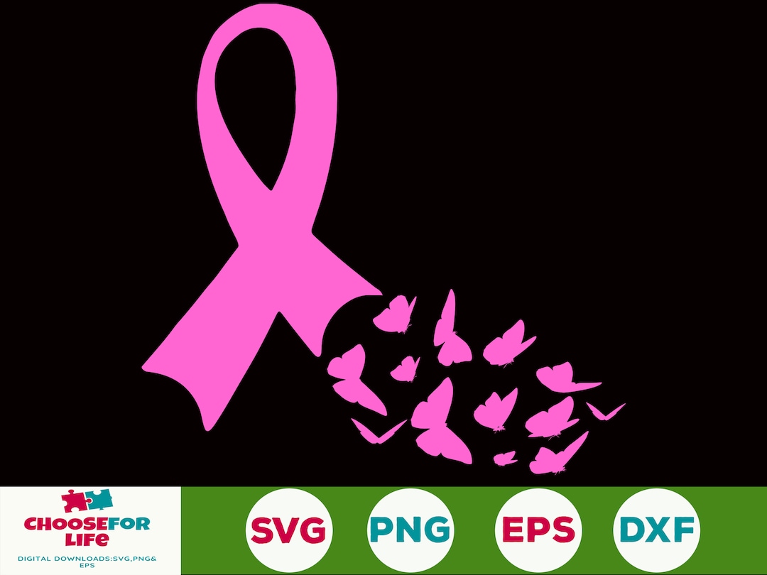 Cancer Awareness Ribbon Butterfly SVG Breast Cancer Svg Women Cancer ...