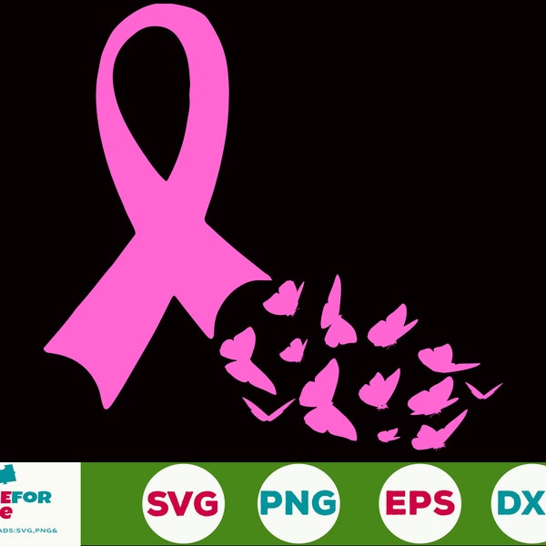 Breast Cancer Ribbon With Butterfly Clipart - Etsy
