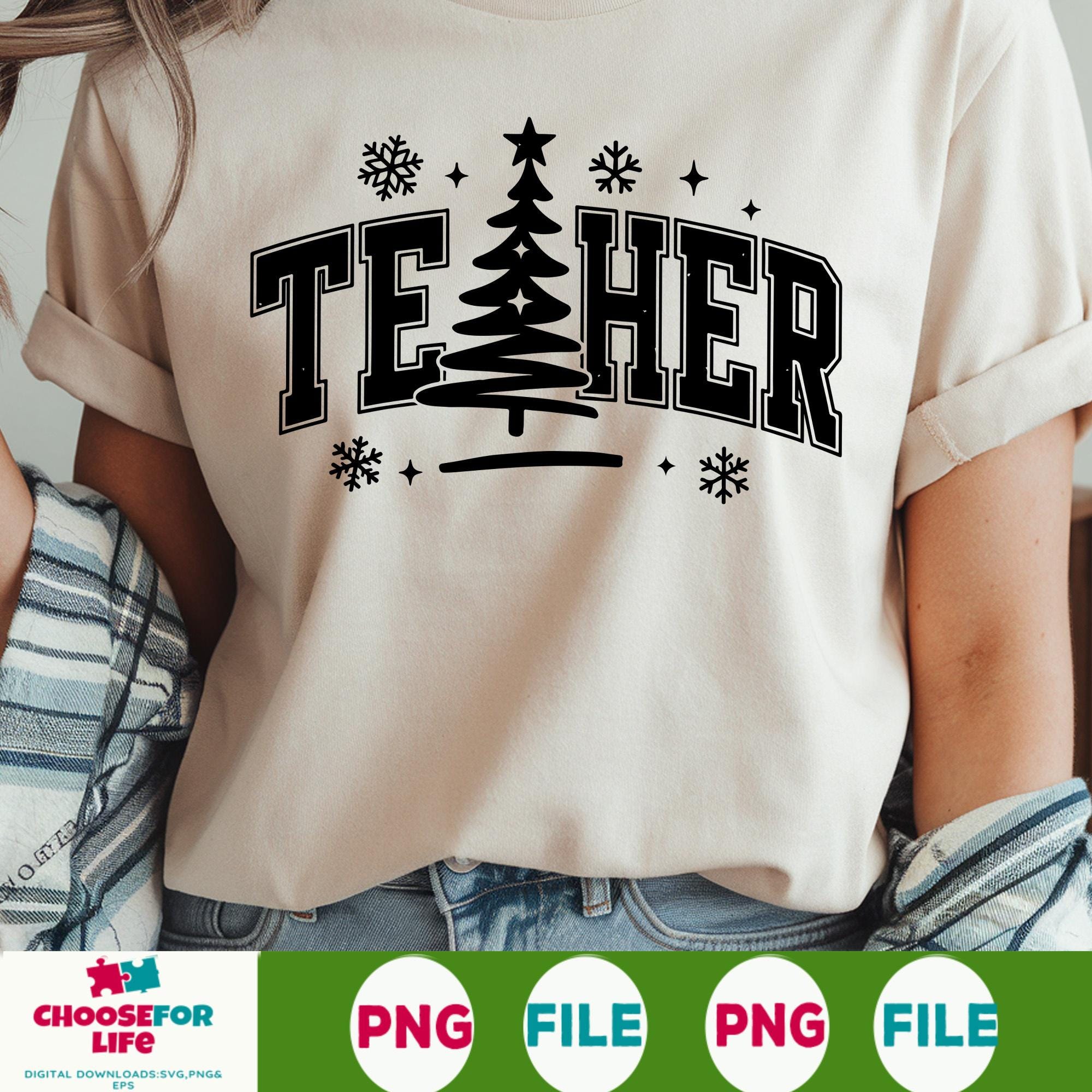 Teacher Christmas Tree SVG PNG, Merry Holiday Shirt Design for ...