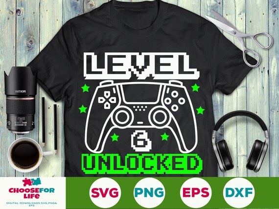 Level 6 Unlocked svg Birthday Boy Gamer svg 6th Birthday Video | Etsy