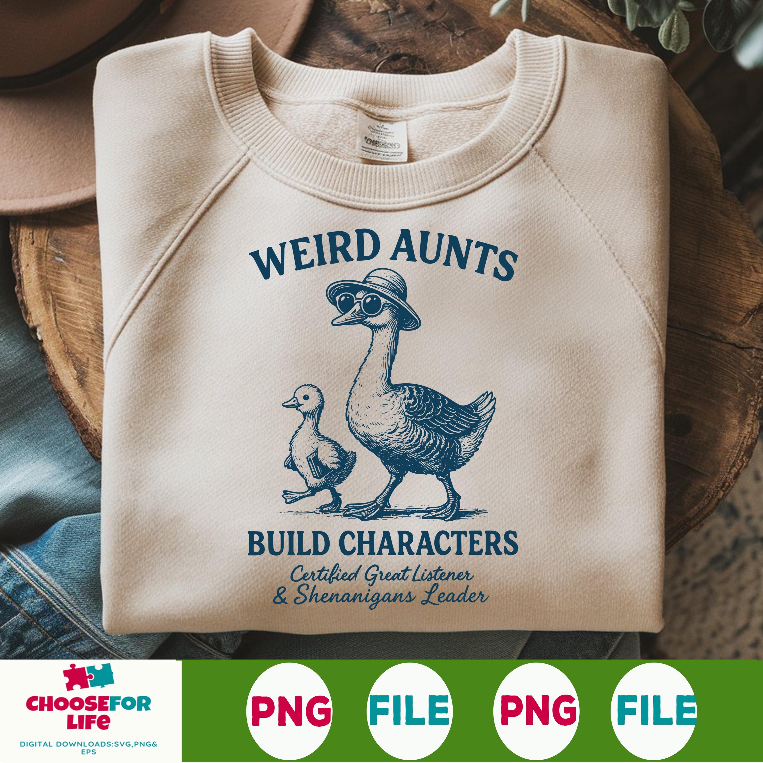 Weird Aunt Builds Character PNG, Funny Silly Goose Aunt Clipart, Quirky ...