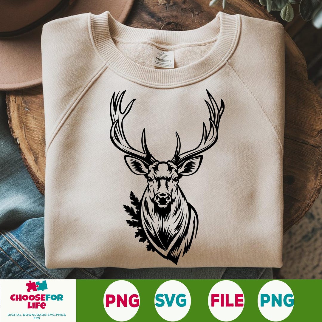 Whitetail Buck Deer SVG, Hunting SVG for Cricut, Deer Head Silhouette ...